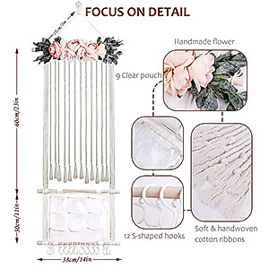 cherrboll Hair Bows Holder Headband Organizer for Girls, Hair Clips Hanger Storage with Hooks, Wall Hanging Decor for Nursery Room