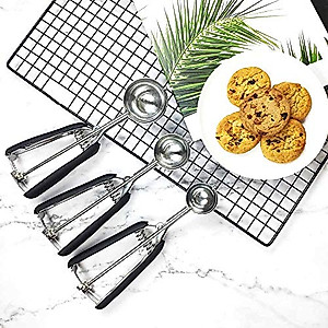 Cookie Scoop Set - Include 1 Tbsp/ 2 Tbsp/ 3Tbsp - 3 PCS Cookie Scoops for Baking - Cookie Dough Scoop - Made of 18/8 Stainless Steel