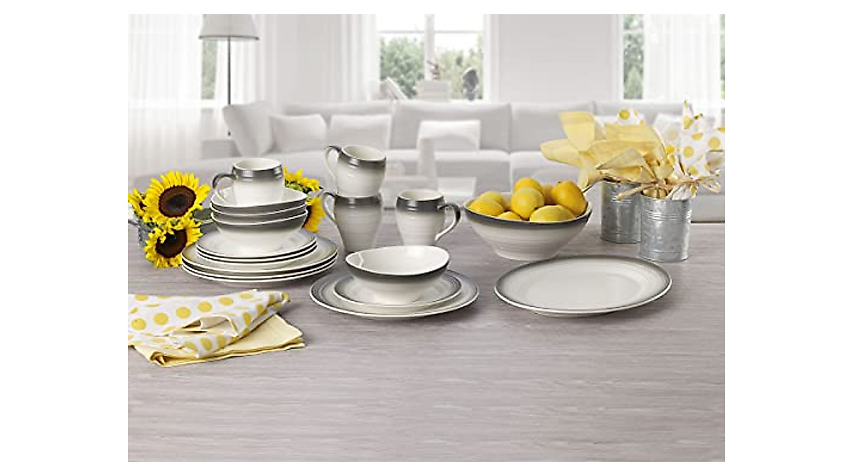 Mikasa 16-Piece Swirl Ombre Graphite Dinnerware Set