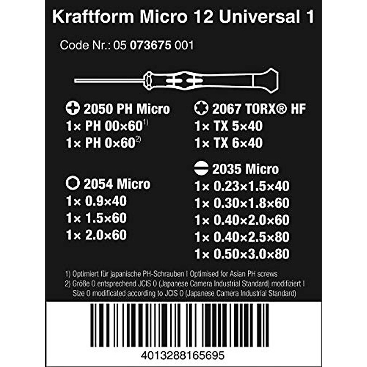 KRAFTFORM MICRO-SET/12 SB 1 SCREWDRIVER SET