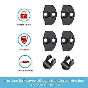 BELOMI Tesla Model 3/Y Door Lock Cover, 4 Door Lock Protector and 4 Door Stopper Covers, Auto Door Latches Protection Guard, Set of 8 for Tesla Accessories