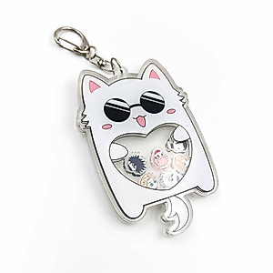 NoveltyShopFun Cute Cat Keychain Anime Cat Keychain Keyring for Backpack Bag Jewelry Accessories for Men Women (white cat)