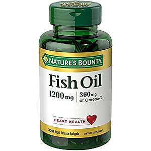 Nature's Bounty Fish Oil, Dietary Supplement, Omega 3, Supports Heart Health, 1200mg, Rapid Release Softgels, 320 Ct