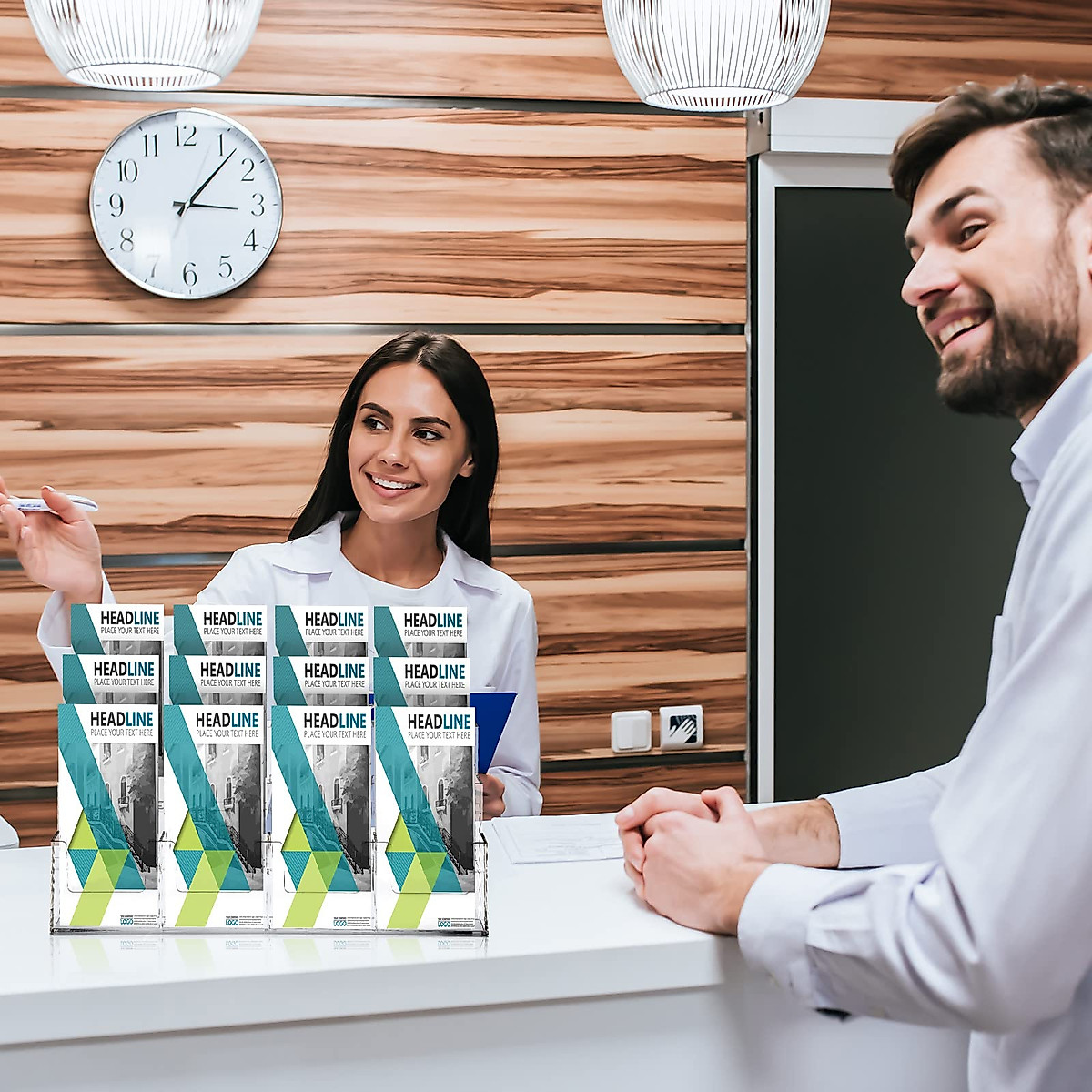 Kigley Acrylic Brochure Holder Pamphlet Brochure Display Stand Tabletop Greeting Card Display Flyer Holder Clear Literature Holder for Pamphlet, Document, Sign, Folders(12 Pockets, 12 Pockets)