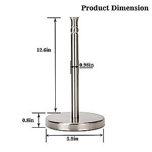 Sfemn Paper Towel Holder Countertop, Weighted Base for One-Handed Tear, Free Standing Paper Towel Holder Stand, Stainless Steel Paper Towel Dispenser for Kitchen Countertop (Brushed Nickel -1)