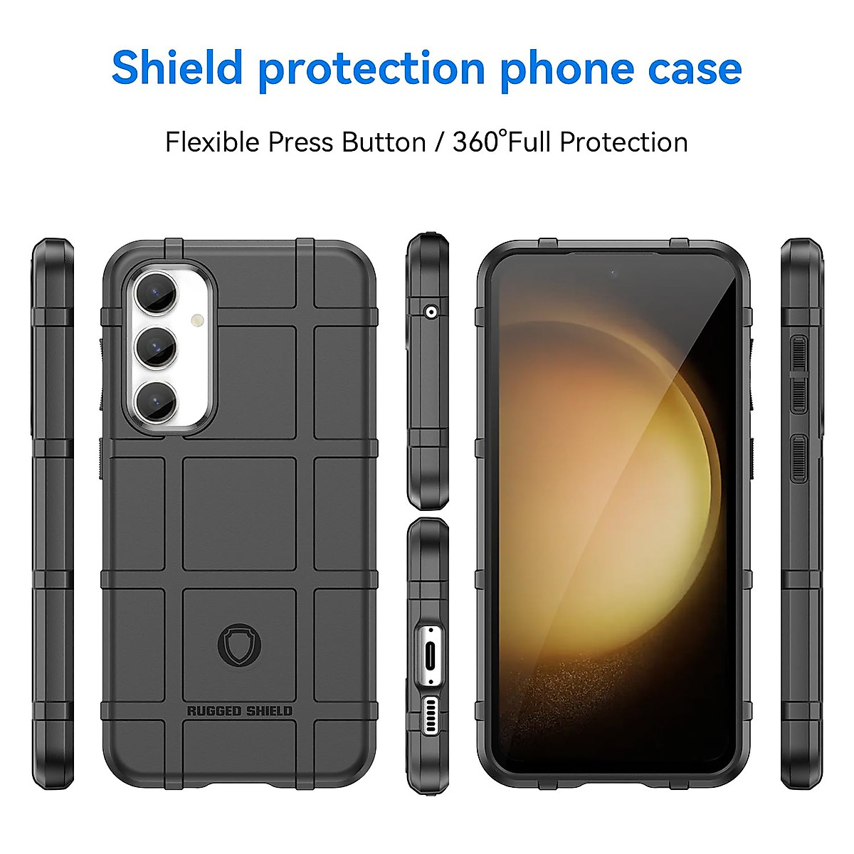 Monwutong Slim Fit Durable Phone Case for Samsung Galaxy S23 FE, Rugged Shield Outdoor Case with Military Grade Shockproof, Drop-Tested and Camera Lens Protection Case for Galaxy S23 FE, HD Black