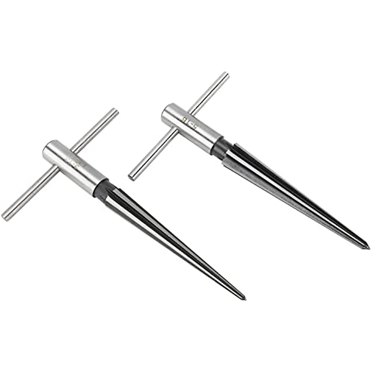 Faneta T Handle Taper Reamer Set 3-13mm(1/8''-1/2'') & 5-16mm(½"-5/8") Bridge Pin Hole Hand Held Tapered Reamers 6 Fluted Chamfer Reaming Guitar Woodworker Luthier Tool (Set of 2)