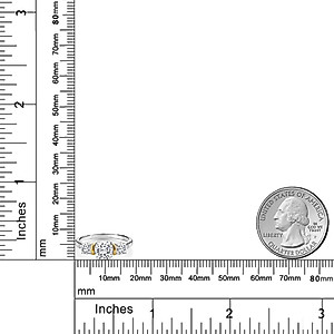 Gem Stone King 925 Sterling Silver and 10K Yellow Gold White Moissanite and White Diamond 3-Stone Engagement Ring For Women (1.76 Cttw, Available In Size 5, 6, 7, 8, 9)