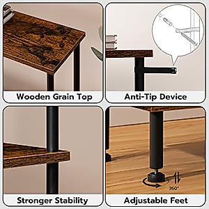 HOOBRO 3-Tier Narrow Console Table with Charging Station, Entryway Table with 2 Power Outlets and 2 USB Ports, Skinny Sofa Hallway Table, for Living Room, Rustic Brown and Black BF143UXG01