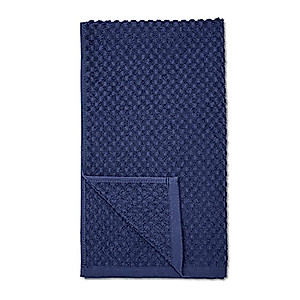 Amazon Basics 100% Cotton, Soft & Absorbent, Popcorn Texture Terry Kitchen Dish Towels, 28"L x 16"W, Navy Stripe, Pack of 4