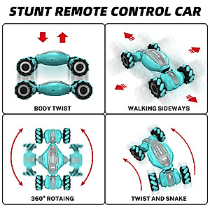 ACAMMZAR Gesture Sensing RC Stunt Car, 2.4G 4WD Remote Control Gesture RC Cars for Kids, Hand Control Double Sided 360° Rotating Off Road, Twist Car for Boys & Girls Birthday Gifts