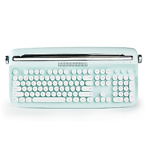YUNZII ACTTO B503 Wireless Typewriter Keyboard, Retro Bluetooth Aesthetic Keyboard with Integrated Stand for Multi-Device (B503, Sweet Mint)