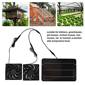 10W 12V Solar Panel Dual Fans Kit, Waterproof Portable Solar Powered Exhaust Ventilation Fan for Chicken Coop Greenhouse Shed PET Houses Window