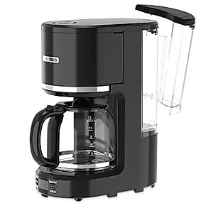 KITCHENTREND 12-Cup Programmable Coffee Maker with Permanent Filter, Removable Water Reservoir Coffee Machine, Drip Coffee Maker, Delay Brew, Timer & Keep Warm, Swing Open Brew Basket, Black