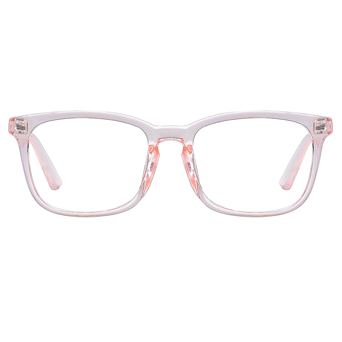 EYLRIM Square Frame Clear Lens Glasses Non Prescription Eyeglasses(A5 Transparent pink)