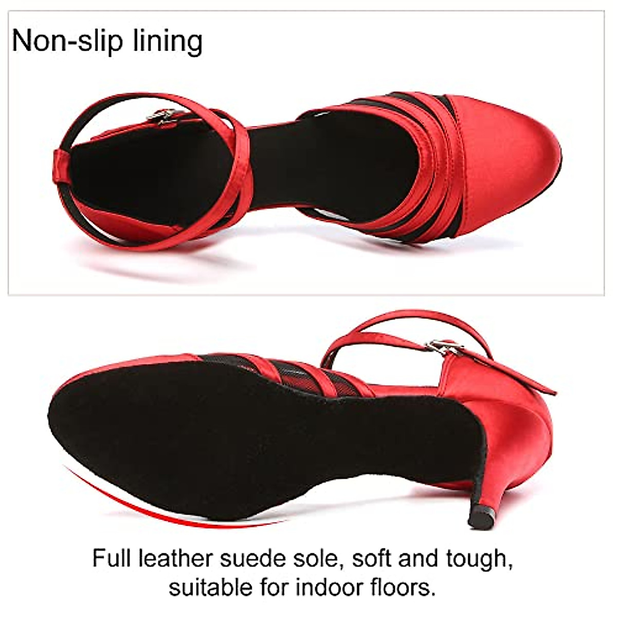 TINRYMX Women Latin Dance Shoes Closed Toe Salsa Tango Performance party ballroom Dance Shoes,YCL189-Red-8.5CM,US 7.5