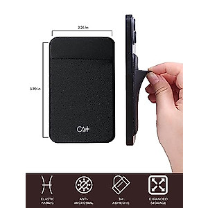 CA+ Cheap Sunday - 2 Packs Phone Wallet Card Holder for Phone Case Sleeves Stick On Wallet for Cell Phone Card Holder Durable Adhesive Sticker ID Credit Card Holder for Back of Phone (Black 2Pcs)