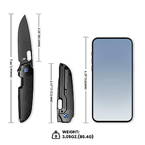 Kizer Varatas Pocket Knife, 3.27" S35VN Steel Blade, Black Titanium Handle, Folding Knife, Small Folding Pocket Knife, Ki3637A2