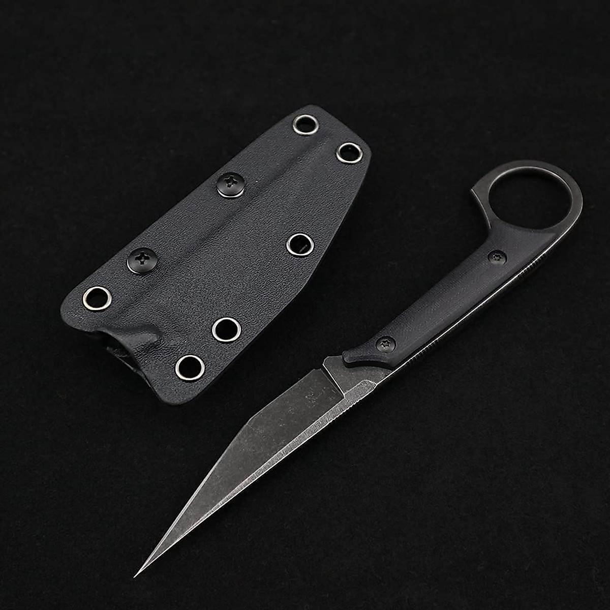 Gtkii GTK140 Fixed Blade Knife, D2 Steel Blade G10 Handle EDC Tool Knife for Outdoor Camping Hiking Hunting(Black)