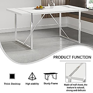 NYEESS 55 in Modern Dining Table Set for 4,5-Piece Kitchen Dining Table Set,Wood Dining Table and Upholstered Side Chairs Set for 4 Suitable for Dining Room,Kitchen