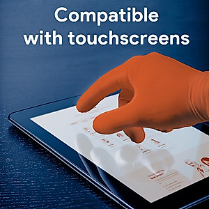 WECARE Orange 8 Mil Nitrile Gloves Medium 50 Pack - Heavy Duty Mechanic Gloves, with Diamond Grip - Powder and Latex Free Disposable Gloves