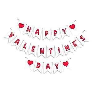 Happy Valentines Day Banner - Bunting Banner - Heart Signs - Love Banner - Valentines Day Photo Prop - Candy Heart Valentine Banner - Mantel Decor Valentines - Pre Assembled Proposal Banner