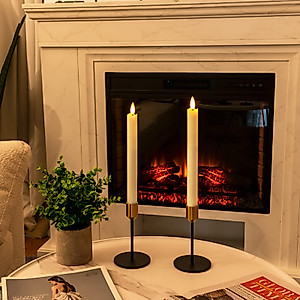 Homemory 2 Pcs Real Wax Made Flameless Taper Candles with Remote and Timer, 9.6" Ivory Battery Operated Candle Stick Flickering, Led Taper Candles with Lifelike Flame for Valentine's Day Indoor Decor