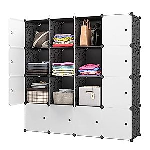 KOUSI Large Cube Storage - (16 Cubes) Organizer Shelves Clothes Dresser Closet Storage Organizer Cabinet Shelving Bookshelf Toy Organizer (56"x18"x56")