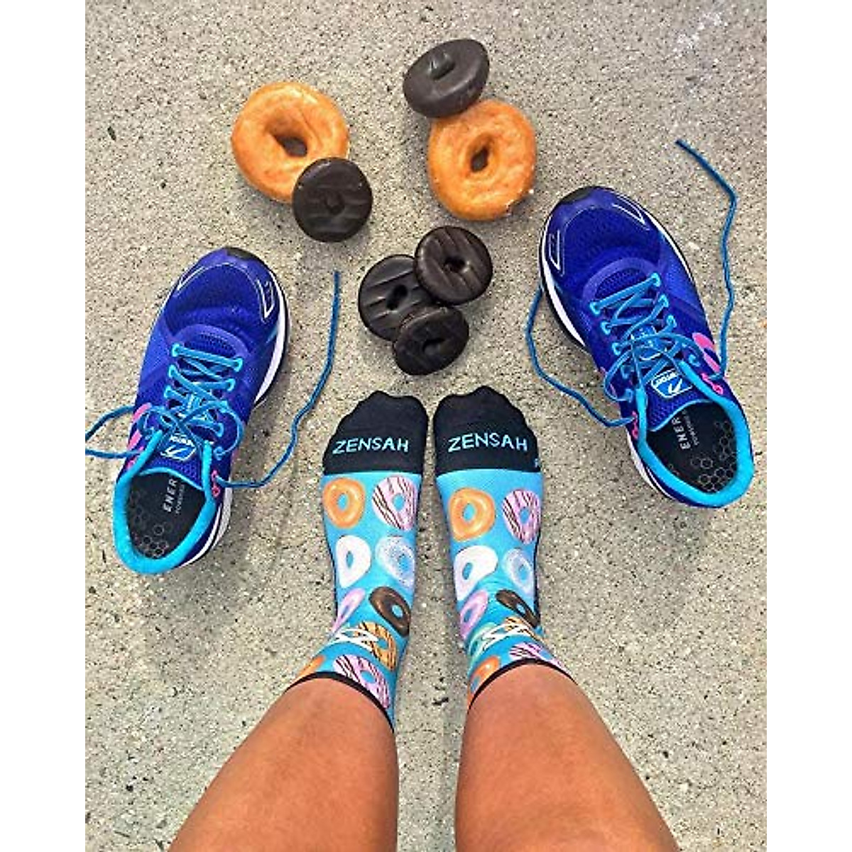 Zensah Limited Edition Mini Crew Running Socks - Anti-Blister, Fun, Athletic Socks for Men and Women (X-Large, Pink Flamingos)