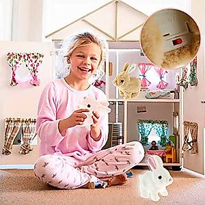 3 Pcs Electric Rabbit Toys, Educational Interactive Toy Can Walk and Talk Electric Simulation Plush Rabbit Walking and Twitch Nose Plush Animal Toy Soft Funny Interactive Toys for Toddlers Kids