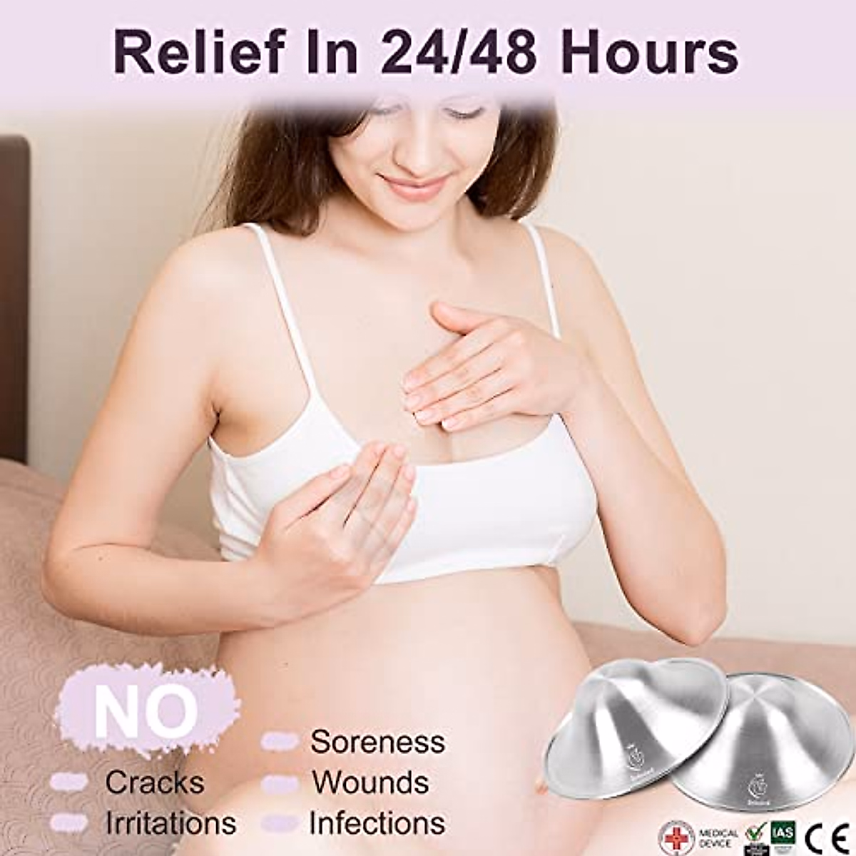 Boboduck Nipple Shields for Nursing Newborn - 925 Silver Nursing Cups Protect Your Nursing Nipple, Newborn Must Haves Nipple Pads, Nipple Covers Protector for Breastfeeding (Standard Size)