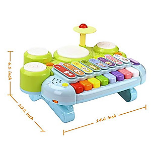 Baby Musical Toys 3 in 1 Piano Keyboard Xylophone Drum Set for 1 Year Old Girls Boys Toys Age 2 Music Instrument Learning Toys for Toddlers 1-3 Infant Baby Toys 6 9 12 18 24 Month