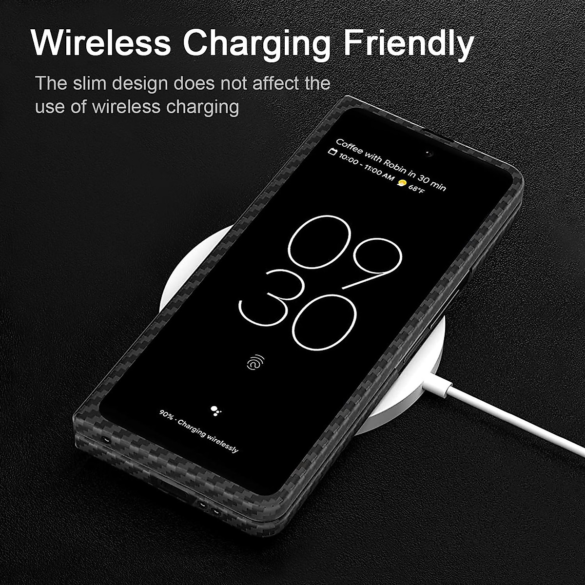 kaisenkec Slim & Thin Case Compatible with Google Pixel Fold, 100% Carbon Fiber Cover for Pixel Fold 7.6" 5G, Matte Black