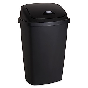 Sterilite 13.2 Gallon SwingTop Wastebasket with Lid, Large Plastic Trash Can for the Kitchen and Mudroom, Black Lid and Base, 4-Pack