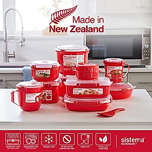 Sistema Microwave Soup Mugs | Microwave Food Containers with Steam Release Vents | 656 ml | BPA-Free | Recyclable with TerraCycle | Red | 3 Count