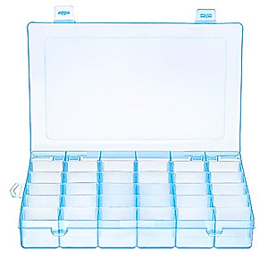Emoly Plastic Jewelry Box Storage Organizer Container with Adjustable Dividers 36 Grids Blue