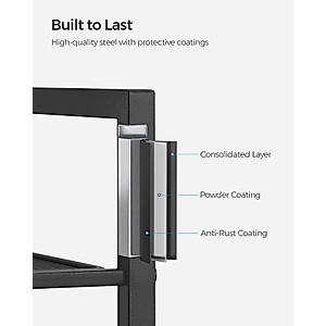 SONGMICS 6-Tier Storage Rack, Bathroom Shelf, Extendable Plant Stand with Adjustable Shelf, for Bathroom, Living Room, Balcony, Kitchen, Classic Black UBSC036B01