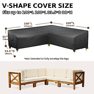 iBirdie Outdoor Sectional Cover for 100 x 100 inch L-Shaped Patio Sofa Waterproof Weatherproof 600D Heavy Duty Garden Furniture Cover for Outside L Shape Couch