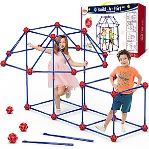 OleFun Fort Building Kit for Kids 4,5,6,7,8+Year Old Boys & Girls, 140 pcs, Creative STEM Building Toys for DIY Castles, Tunnels, Play Tent, Ideal Gift for Aged 5-8