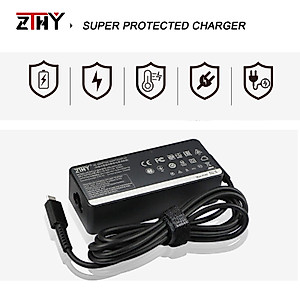 New 65W USB-C Charger Travel Compatible with Lenovo Chromebook 100e 300e 500e C330 S330 ThinkPad T480 T580 E14 E15 L13 L14 L15 P14s p15s T14 T15 A485 T590 C930 C940 AC Adapter Power Supply