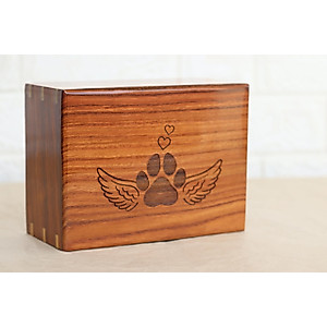SUPER QUALITY HANDICRAFTS INDIA Wooden Urn Box For Pet Ashes | Wood Cremation Urns For Cat and Dog Ashes | Handmade Keepsake Urns | Funeral Urns With Bottom Opening System