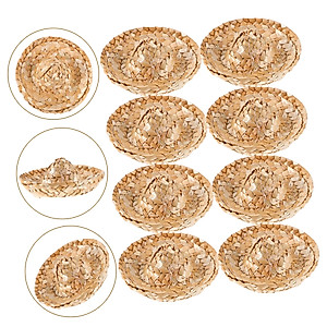 MERRYHAPY 8pcs Mini Hat DIY Prop Dollhouse Straw Hats Mini Sun Hat DIY Doll Hat Doll Craft Hats Miniature Doll Hats Dollhouse Miniature Hats Mini Doll Straw Hat Woven Straw Cap Doll Top Hat