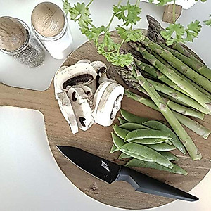 Edge of Belgravia Precision Extended Kitchen Knives 6 Piece Set Non-Stick Stainless Steel Blades (Black)…