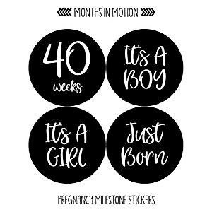 Months In Motion Pregnancy Weekly Belly Growth Stickers - Week to Week Pregnant Expecting Photo Prop - Maternity Keepsake - Baby Bump - Large Set of 36 Weekly Photo Sticker