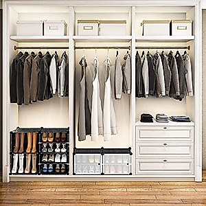 VTRIN Shoe Rack Organizer DIY 24 Pair Tower Shoe Storage Cabinet for Boots Slippers Closet Organizers and Storage with Doors for Entryway