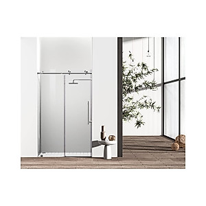 Elegant Kitchen and Bath SD101-4876BNK Frameless Shower Door 48 x 76 Brushed Nickel