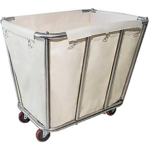 Replacement Laundry Cart Bag, Waterproof High Capacity Thickened Commercial Cloth Cleaning Cart Bag, 32.6x21.6x24.4 inches (Beige-Cone)