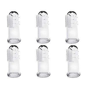 Axgo Soft Silicone Pet Finger Toothbrush, Doggy Teeth Cleaning Natural Rubber Dental Bite Resistant Chew Toys for Dogs Pets Pack of 6
