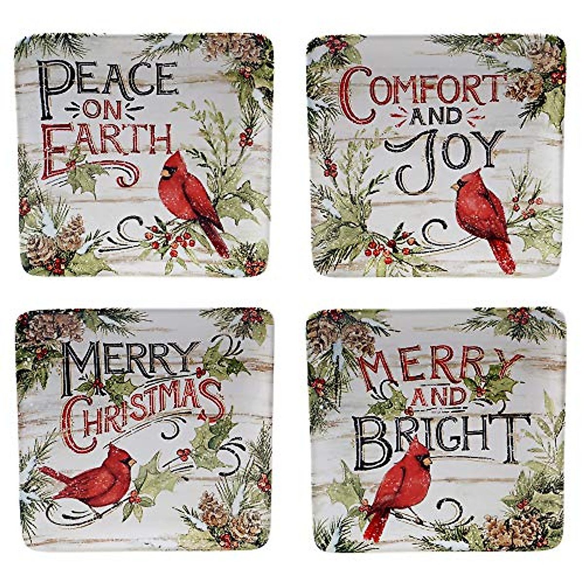 Certified International Evergreen Christmas 16pc Dinnerware, Service for 4, Multicolored