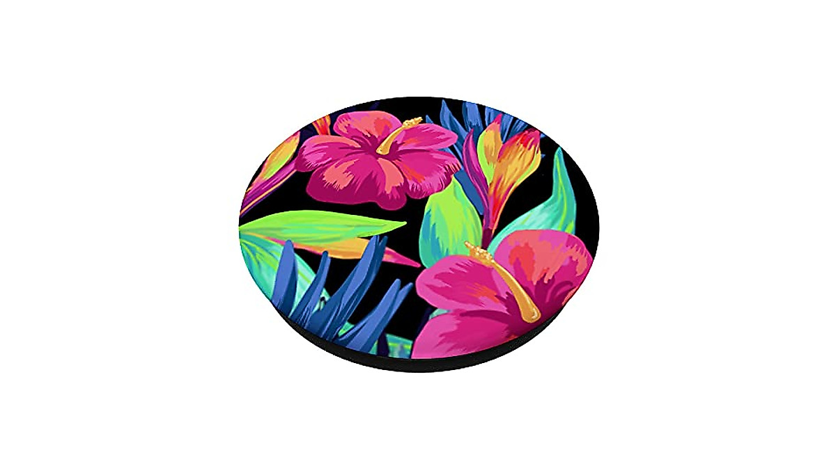 Neon Tropical Flowers PopSocket - Customizable & Fun